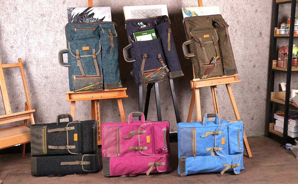 TRANSON Art Portfolio Case Artist Backpack Canvas Bag Large 26” x 19.5 ...