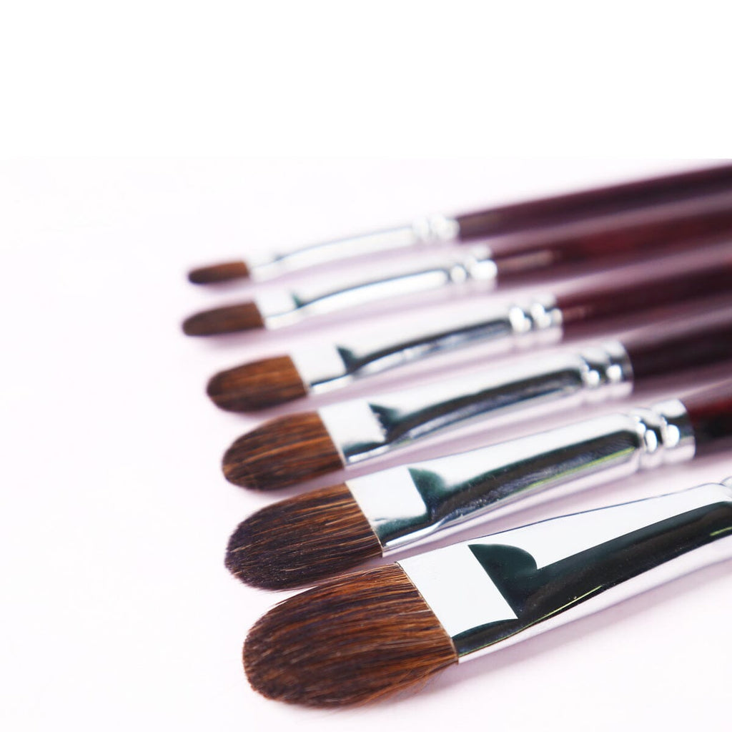 Red Sable Filbert Paint Brushes 6pcs – Transon